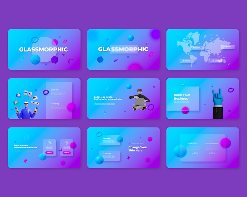 Glassmorphism Animated Powerpoint Template Infographic Diagrams Frosted ...