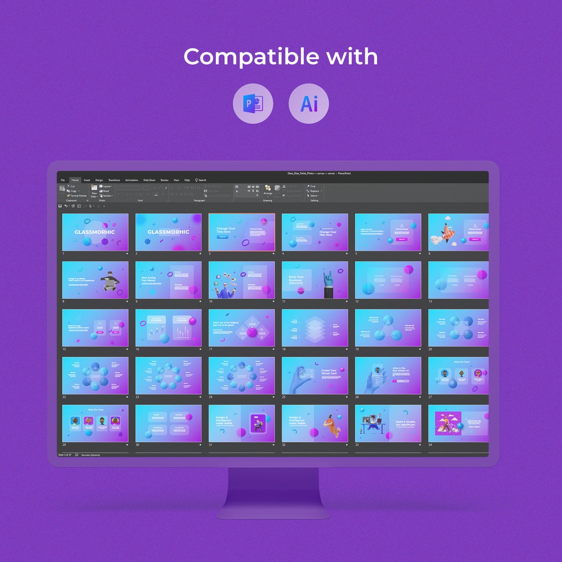 Glassmorphism Animated Powerpoint Template Infographic Diagrams Frosted ...