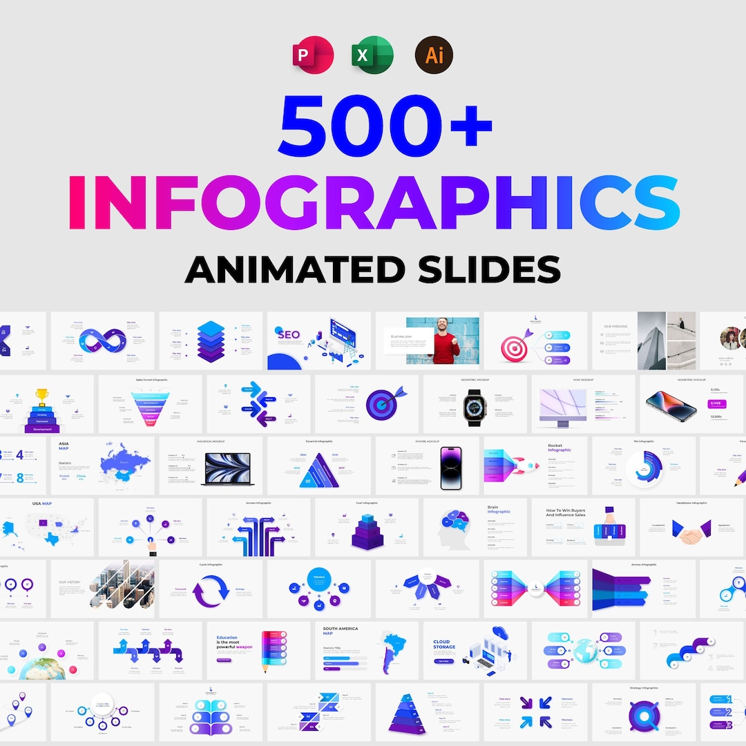 500 Powerpoint Templates Bundle | Animated Infographics and Excel Data ...