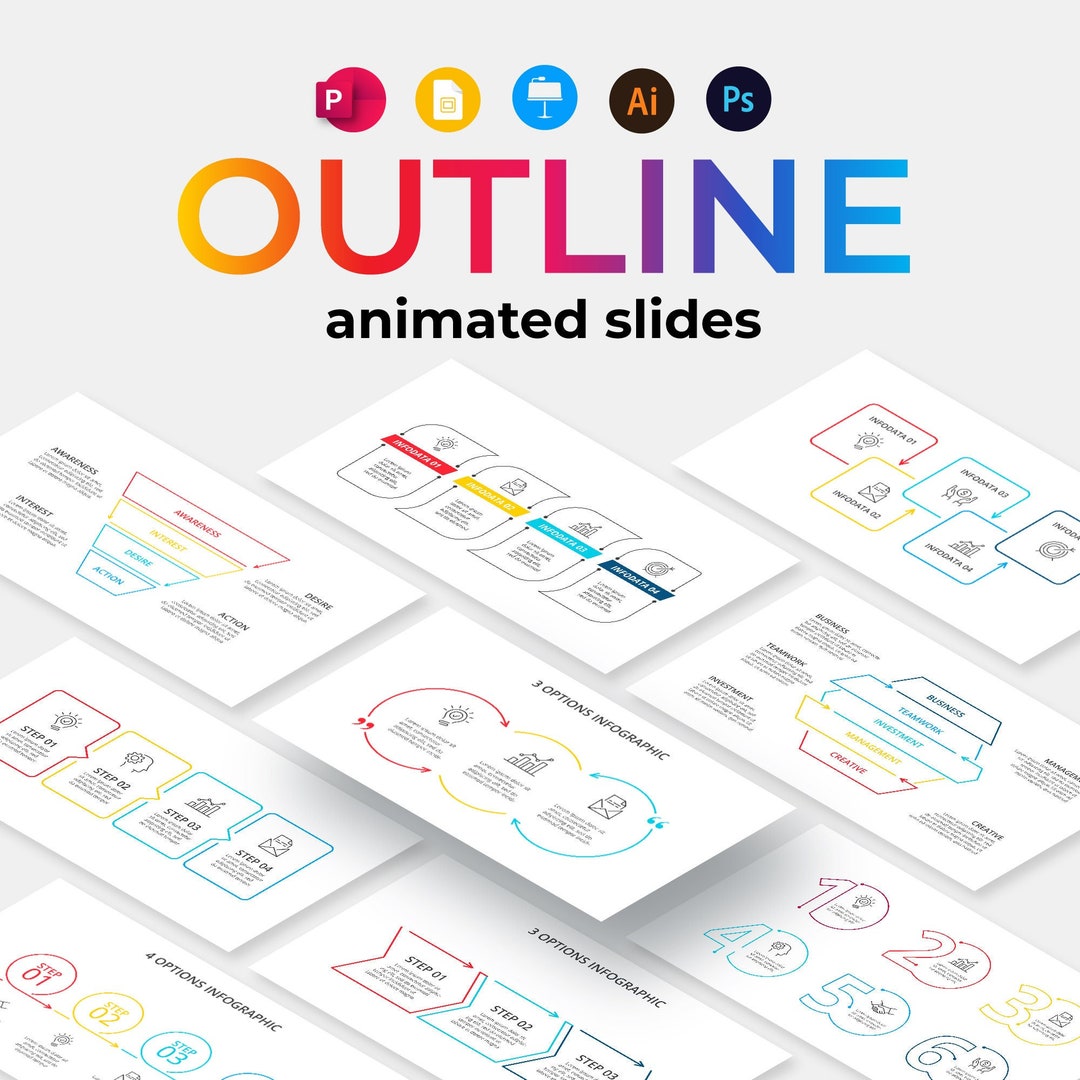 Animated Powerpoint Template | Outline Infographics Powerpoint ...