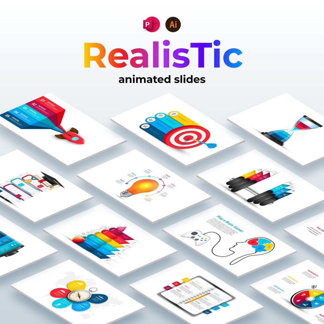 Realistic Powerpoint Slides With Animated Infographics | Startup ...