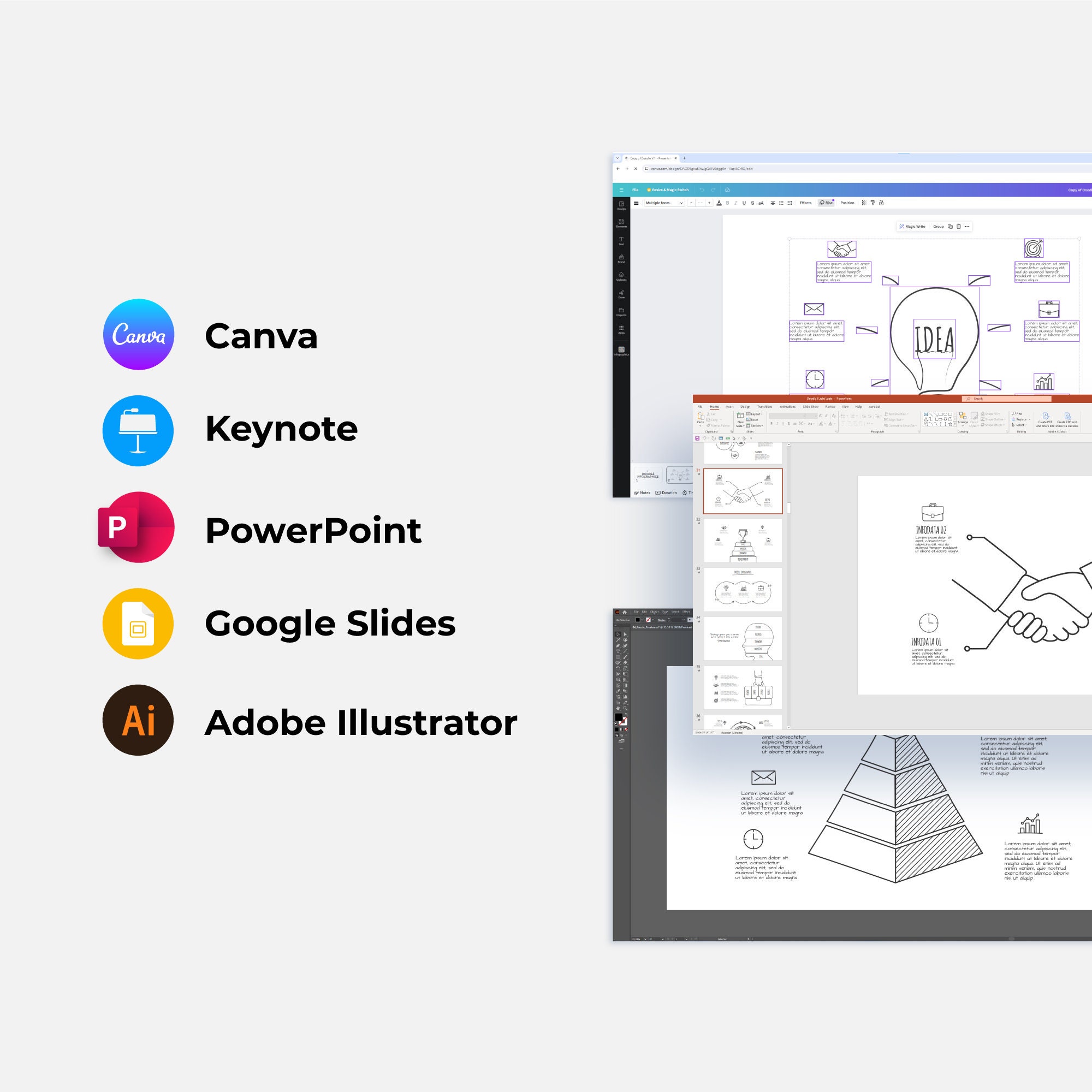 Doodle Powerpoint Template, Canva Template, Animated Infographic, Canva ...