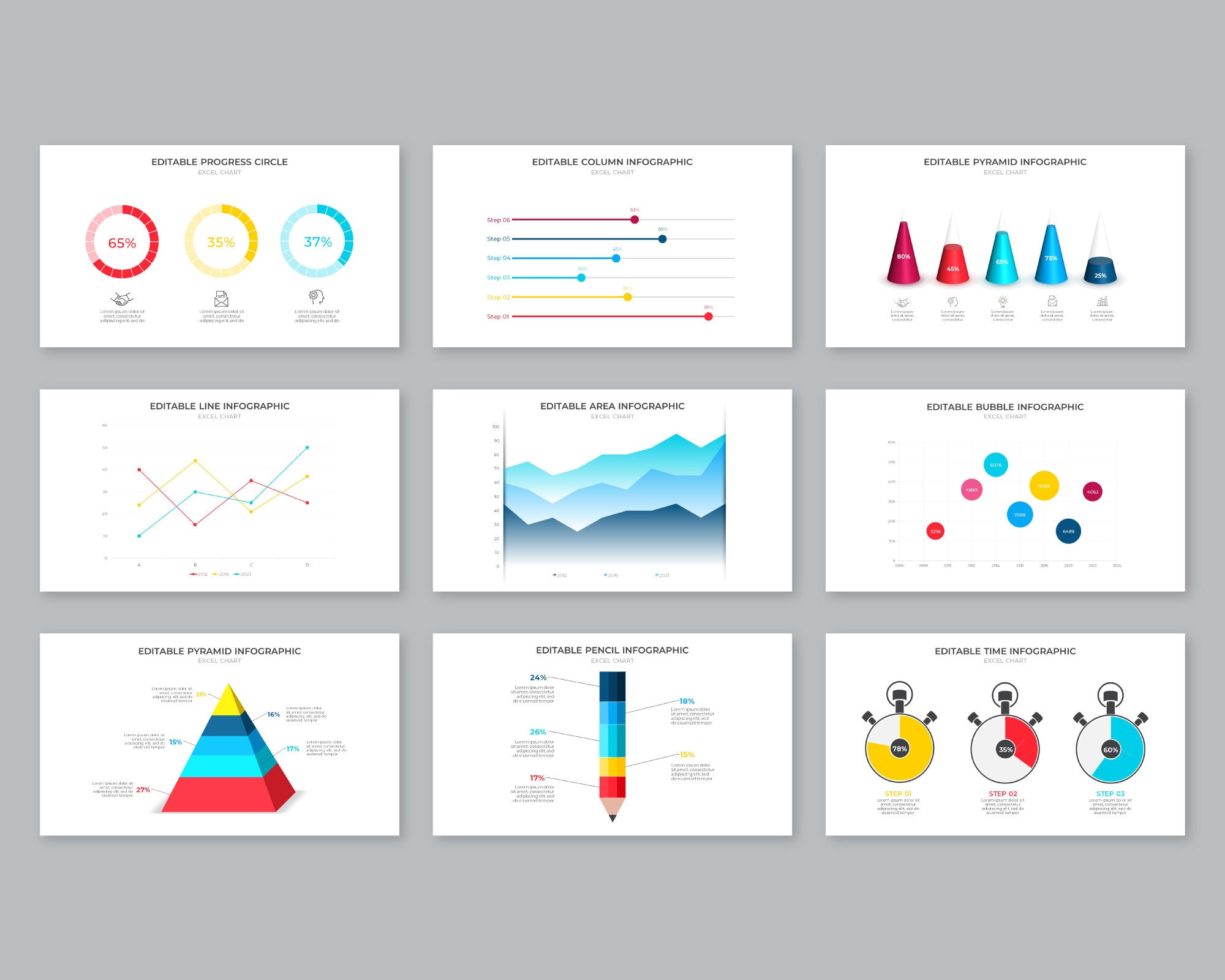 Excel Animated Editable Charts Powerpoint Template Infographic Diagrams ...
