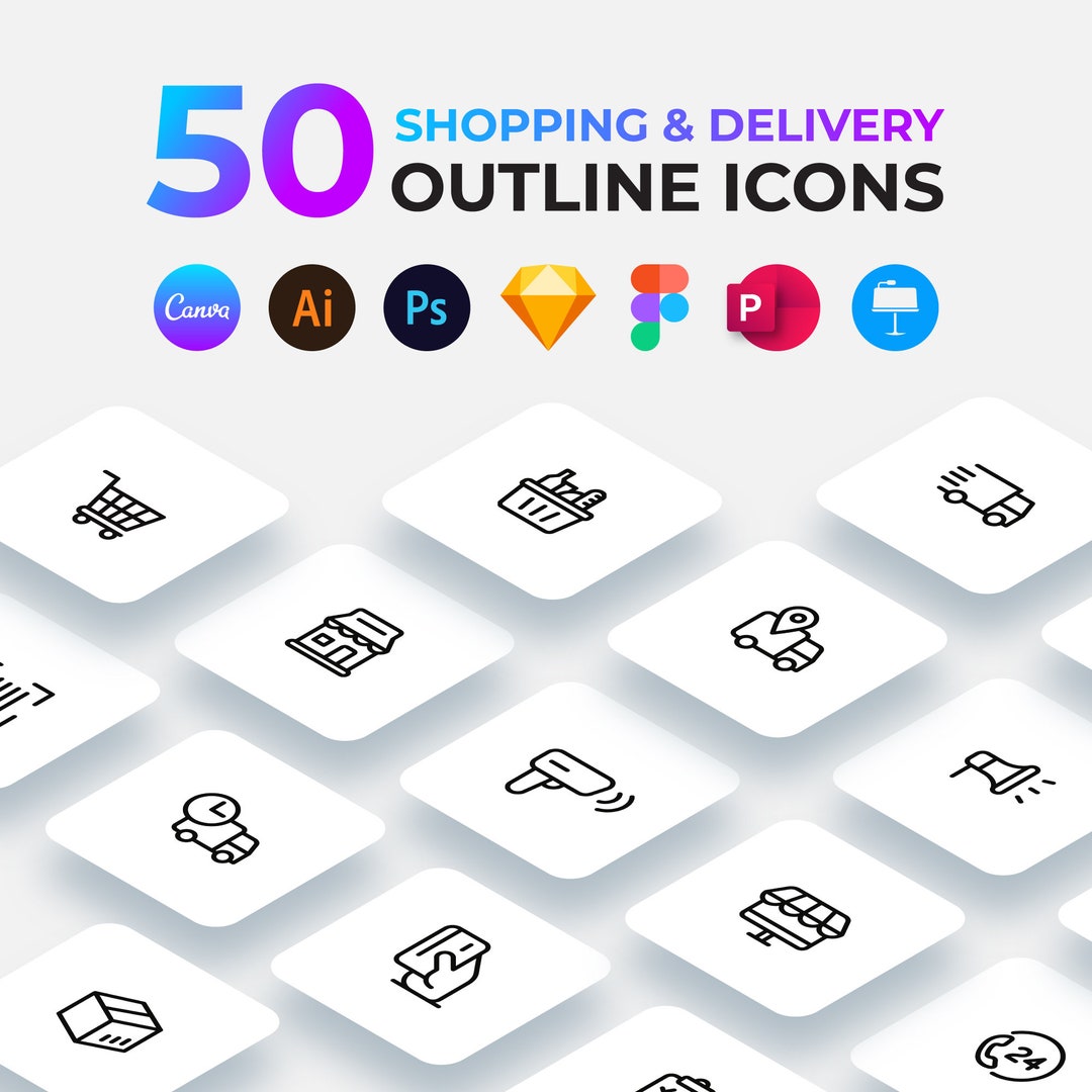 Online Shopping and Delivery Icons Pack. E-commerce Icons. Canva Icons ...