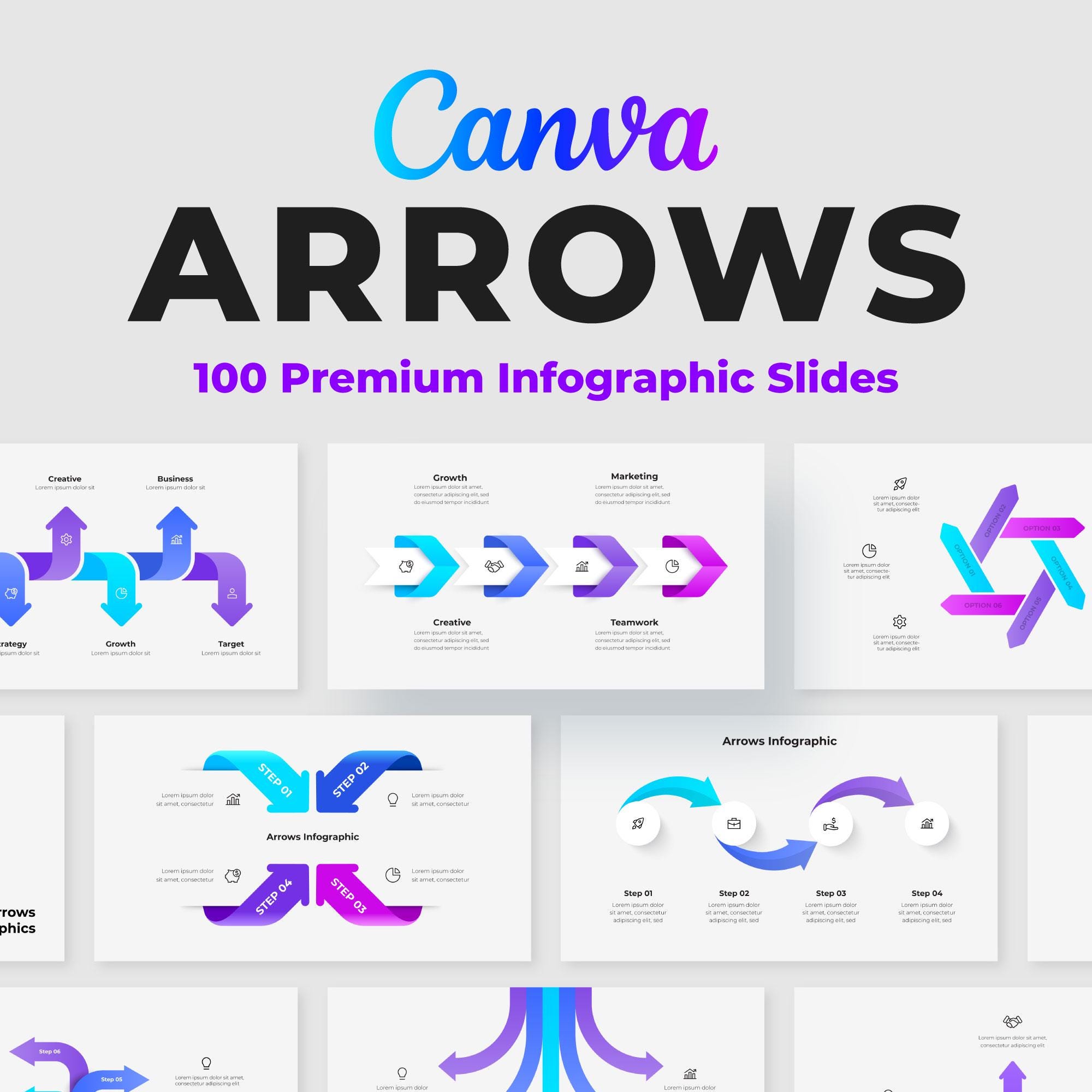 100 Arrows Canva Infographics | Editable Infographic Arrows | Canva ...