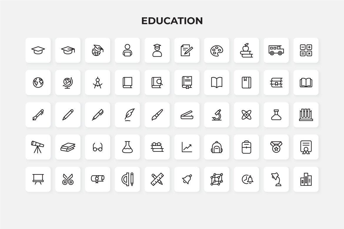 Education Icons Pack. School Outline Icons Set. Canva Editable Icons ...