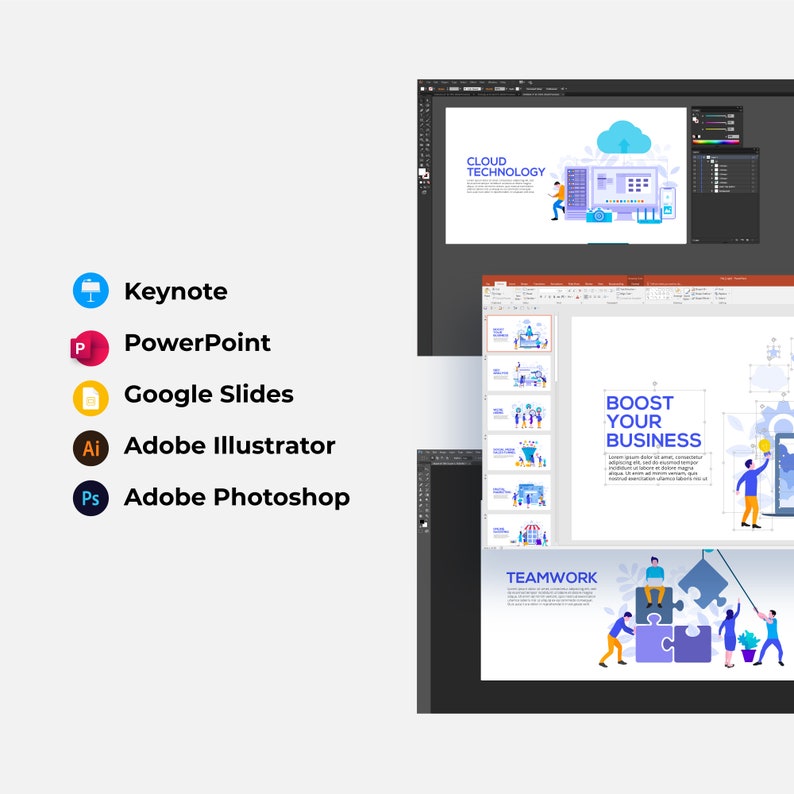 Business Illustrations Animated Powerpoint Template | Infographic ...