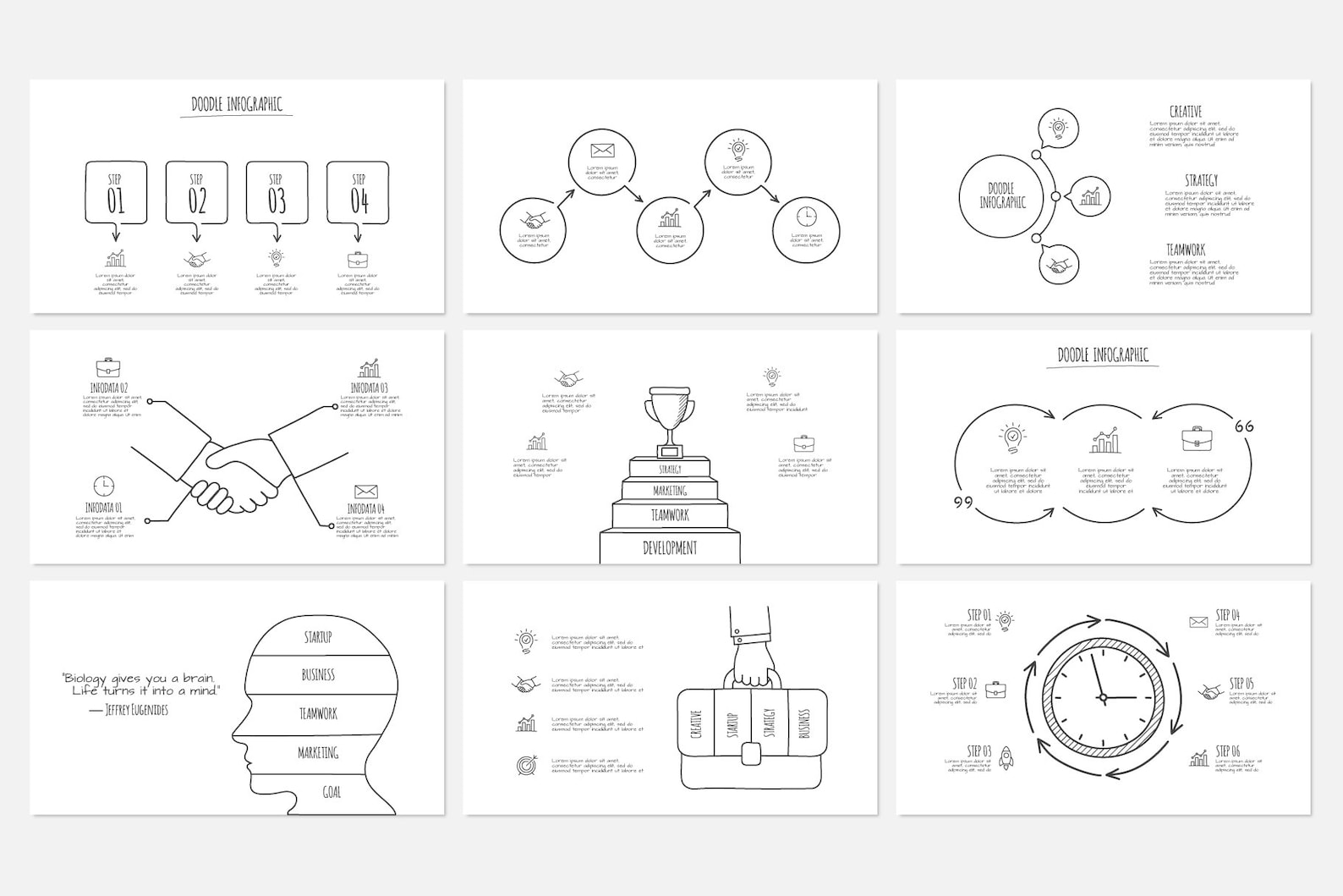 Canva Doodle Infographics Template Hand-drawn Editable Slides Business ...
