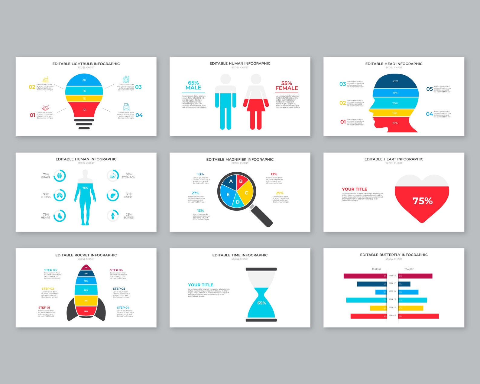 Excel Animated Editable Charts Powerpoint Template Infographic Diagrams ...