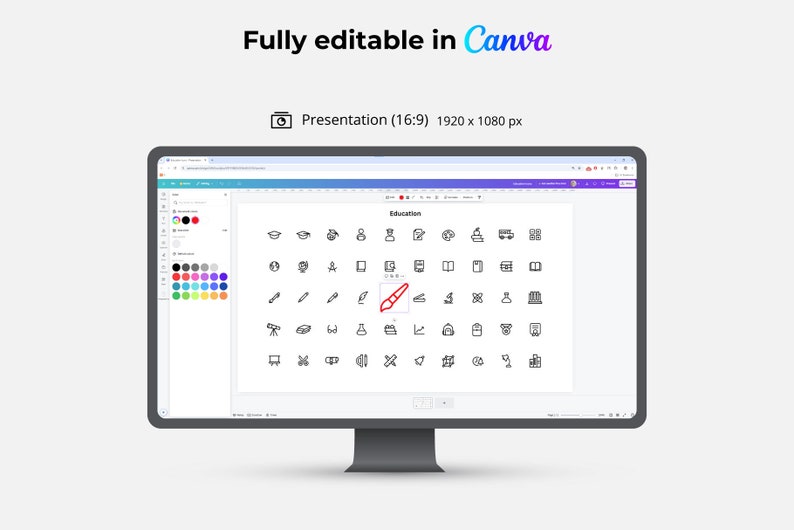 Education Icons Pack. School Outline Icons Set. Canva Editable Icons ...