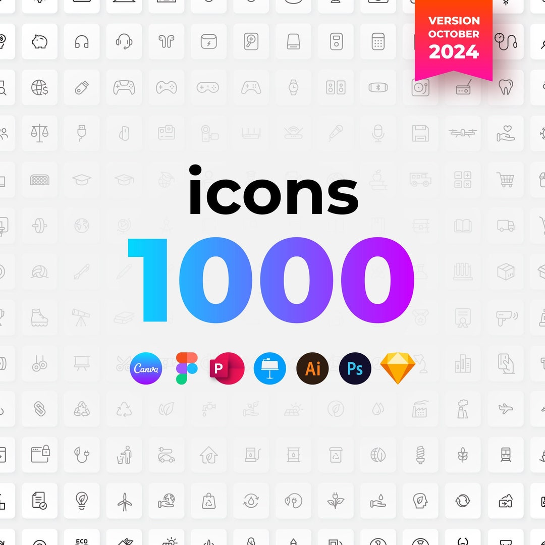 1000 Icons Pack. Canva Editable Icons. Icons Bundle. SVG Bundle Outline ...
