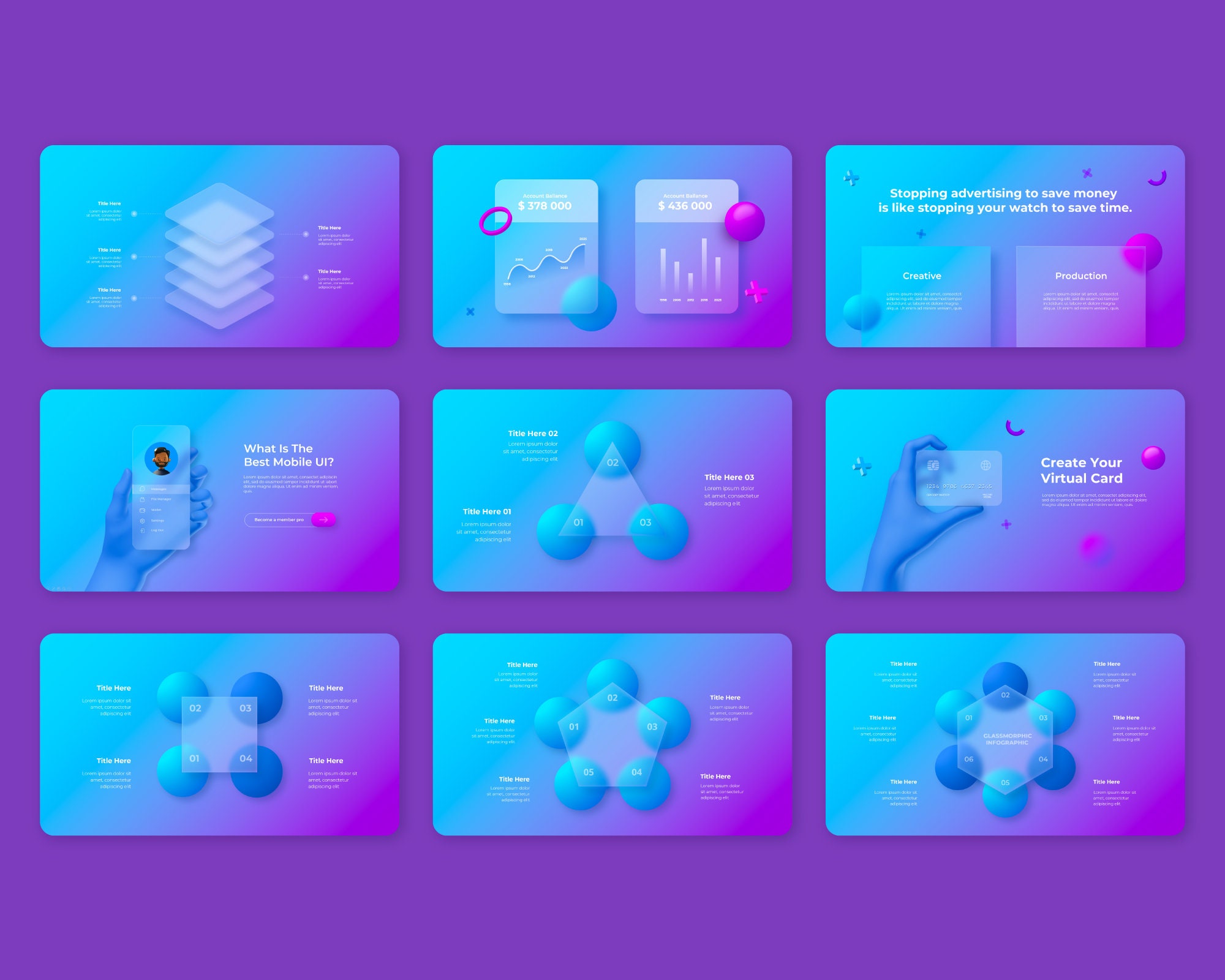 Glassmorphism Animated Powerpoint Template | Infographic Diagrams ...