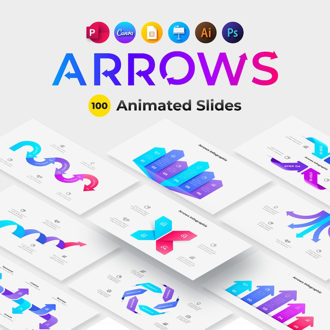 Animated Powerpoint Presentation. Arrows Infographics Template. Canva ...
