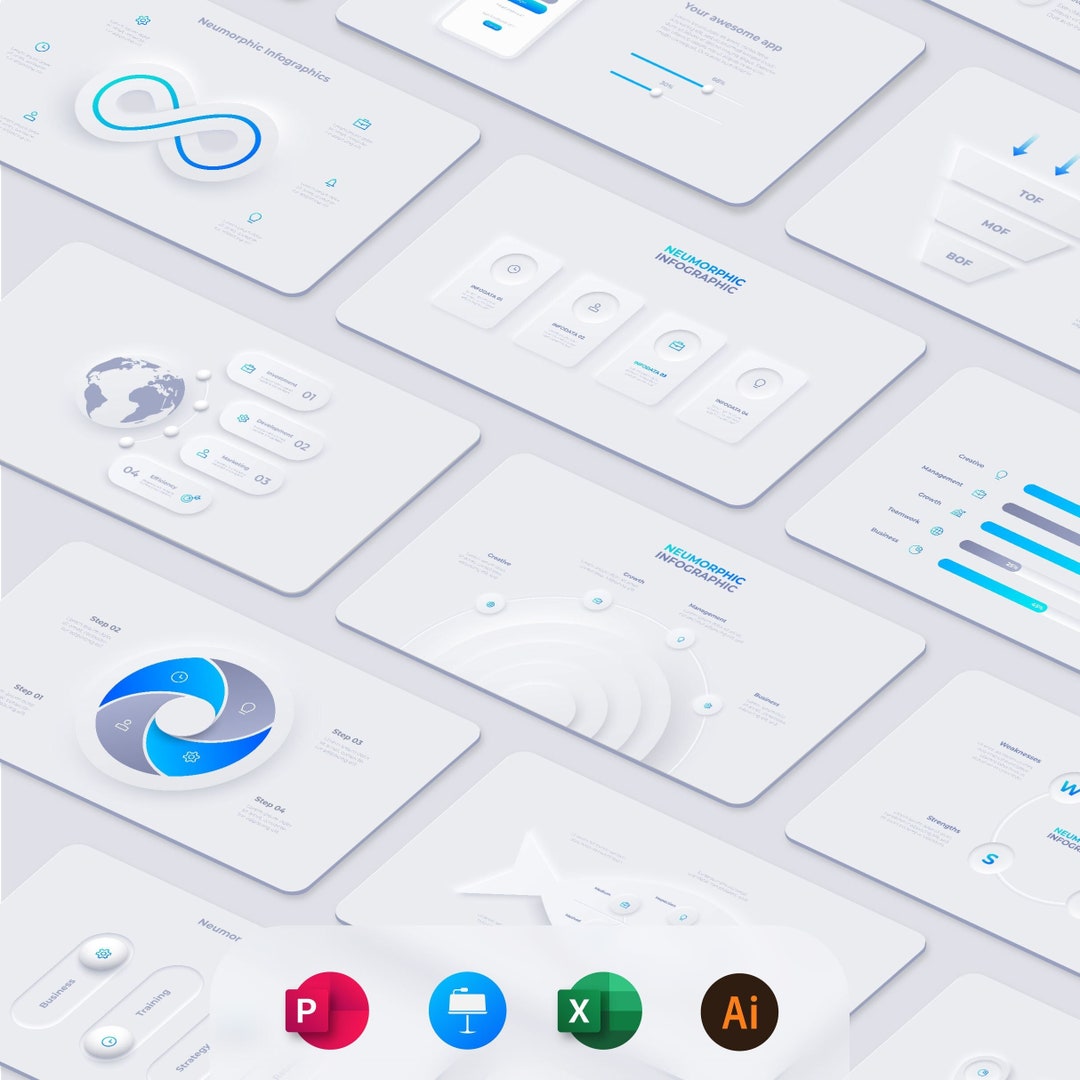 Neumorphic Style Powerpoint Template - Customizable Design With ...