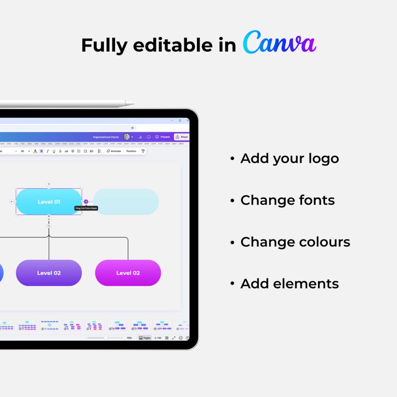Editable Canva Organizational Charts. Hierarchy and Team Structure ...