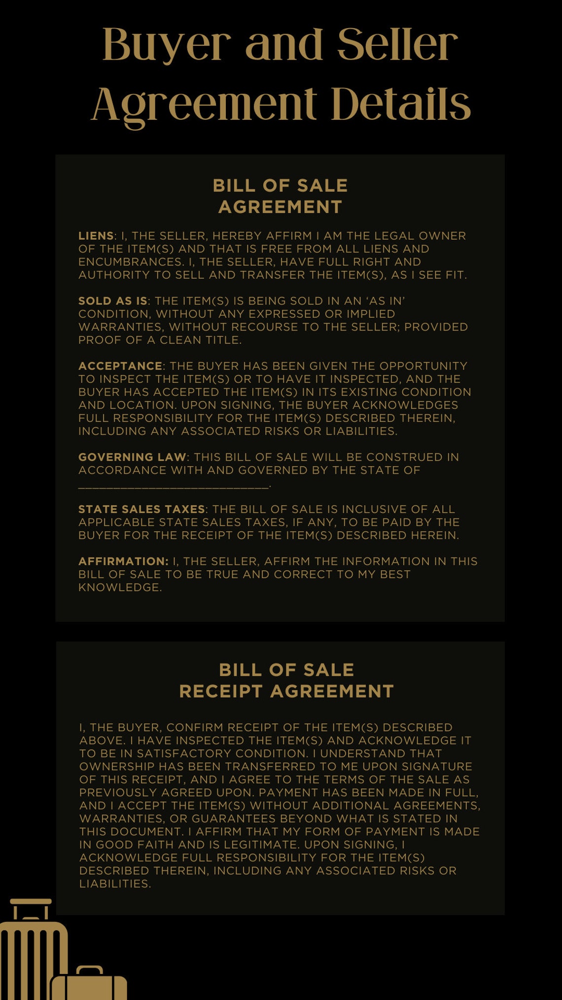 Trailer Bill of Sale, W/receipt Form - Print and Go - Etsy