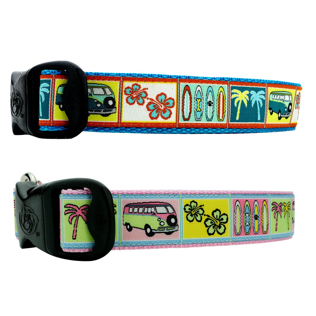 Retro Volkswagen Surfboards Dog Collar Hibiscus Flower Dog Collar ...