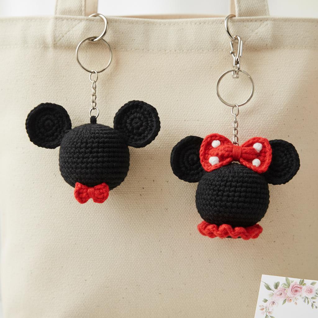 Mic.key Couple Crochet Keychain Pattern - Easy Crochet Dis.ney Couple ...