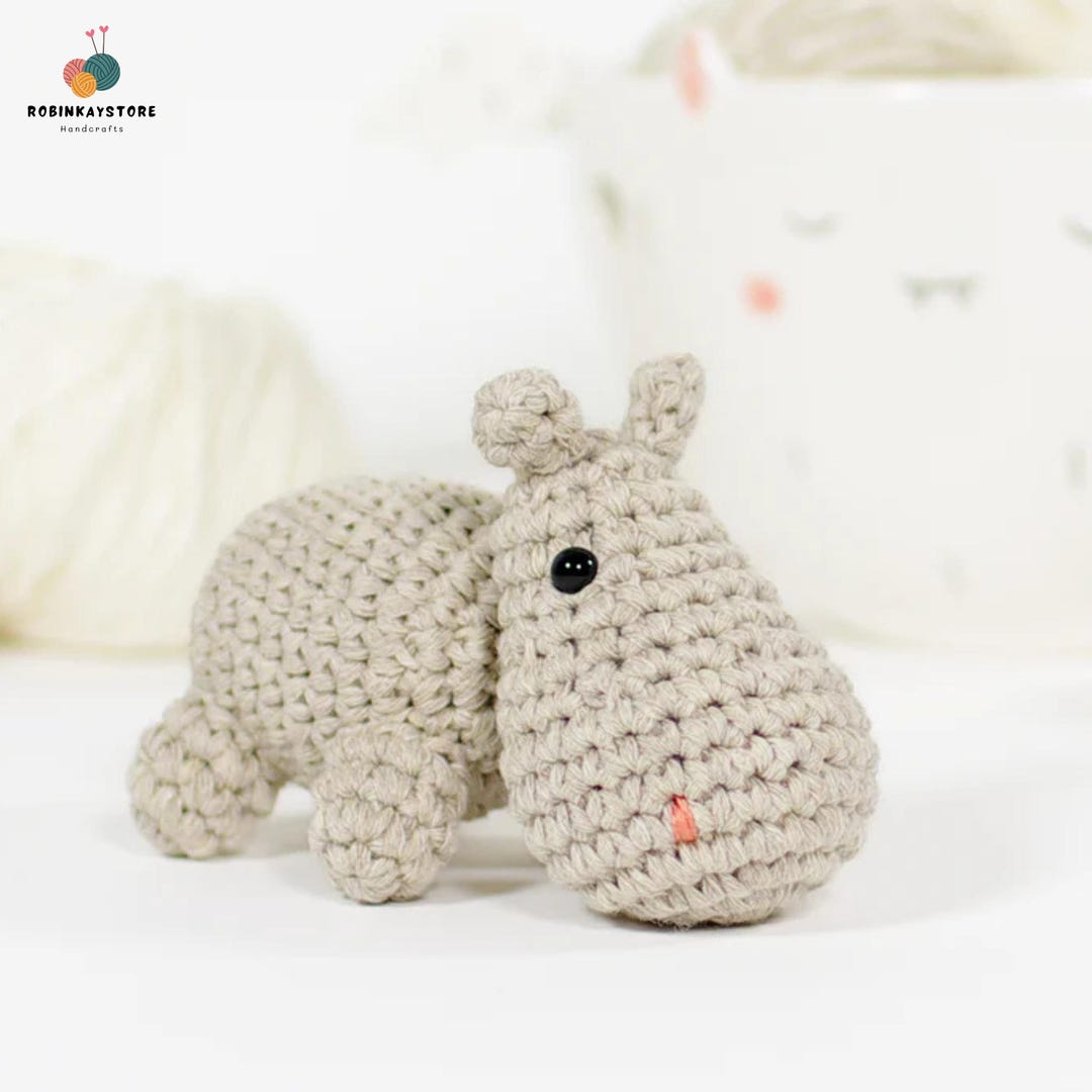 Hippo Amigurumi Crochet Pattern PDF, Cute Crocheted Hippo Tutorial ...