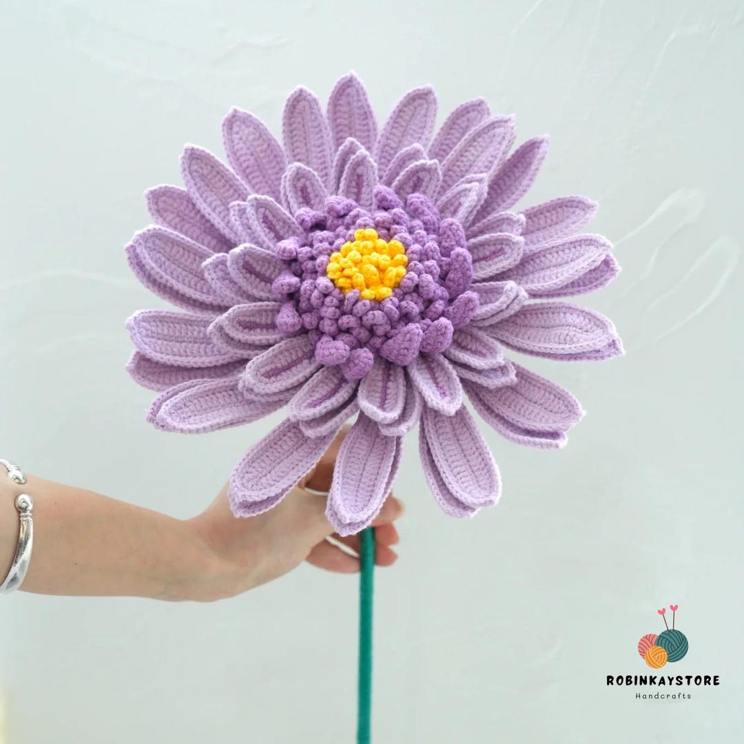 Gerbera Daisy Crochet Pattern PDF - How to Crochet Flower, Beginner Tutorial, Beautiful Handmade ...