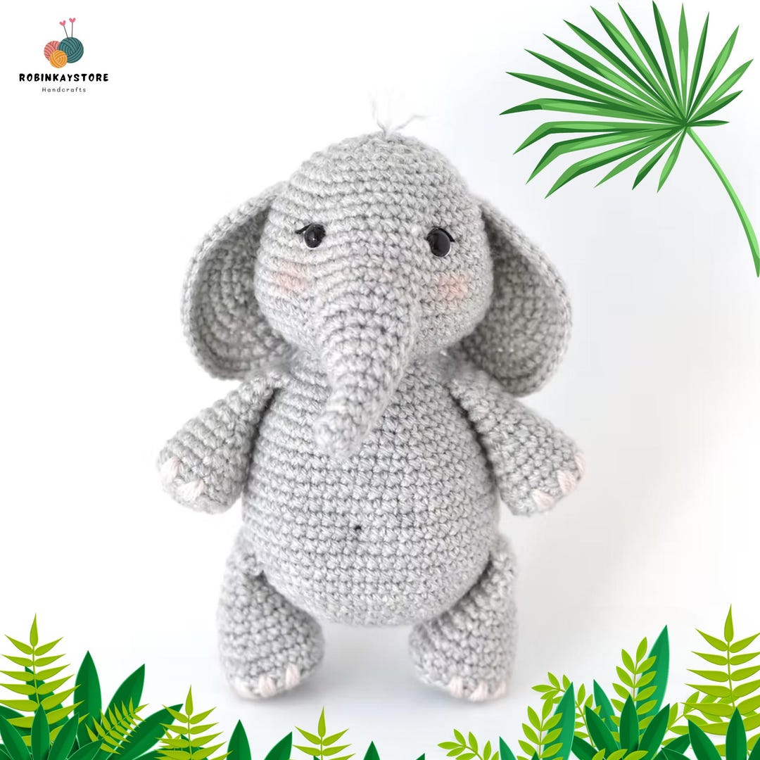 Elephant Crochet Pattern PDF - Baby Snuggler Plush Toy, Cute Animal ...