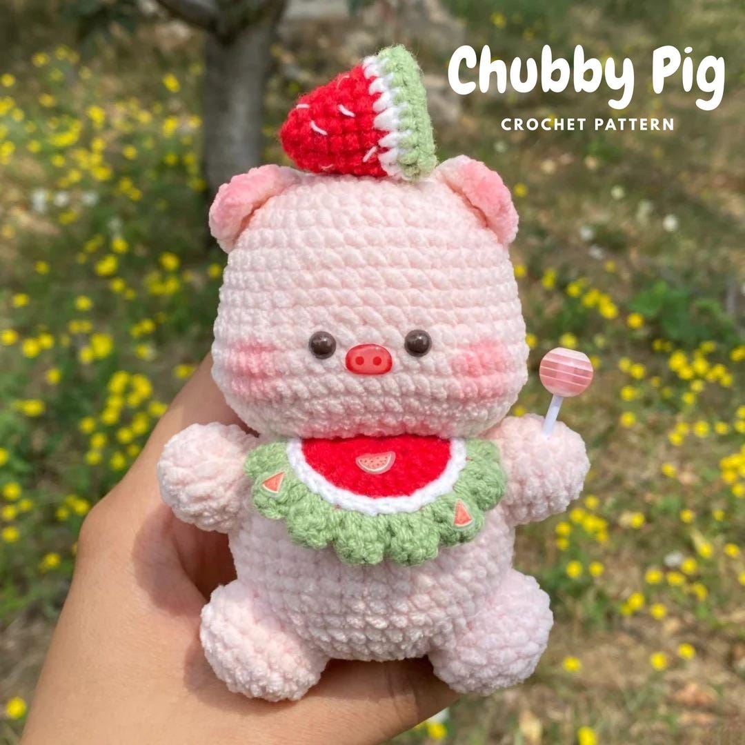 Chubby Pig Plush Crochet Pattern, Watermelon Pig Soft Toy, Adorable ...