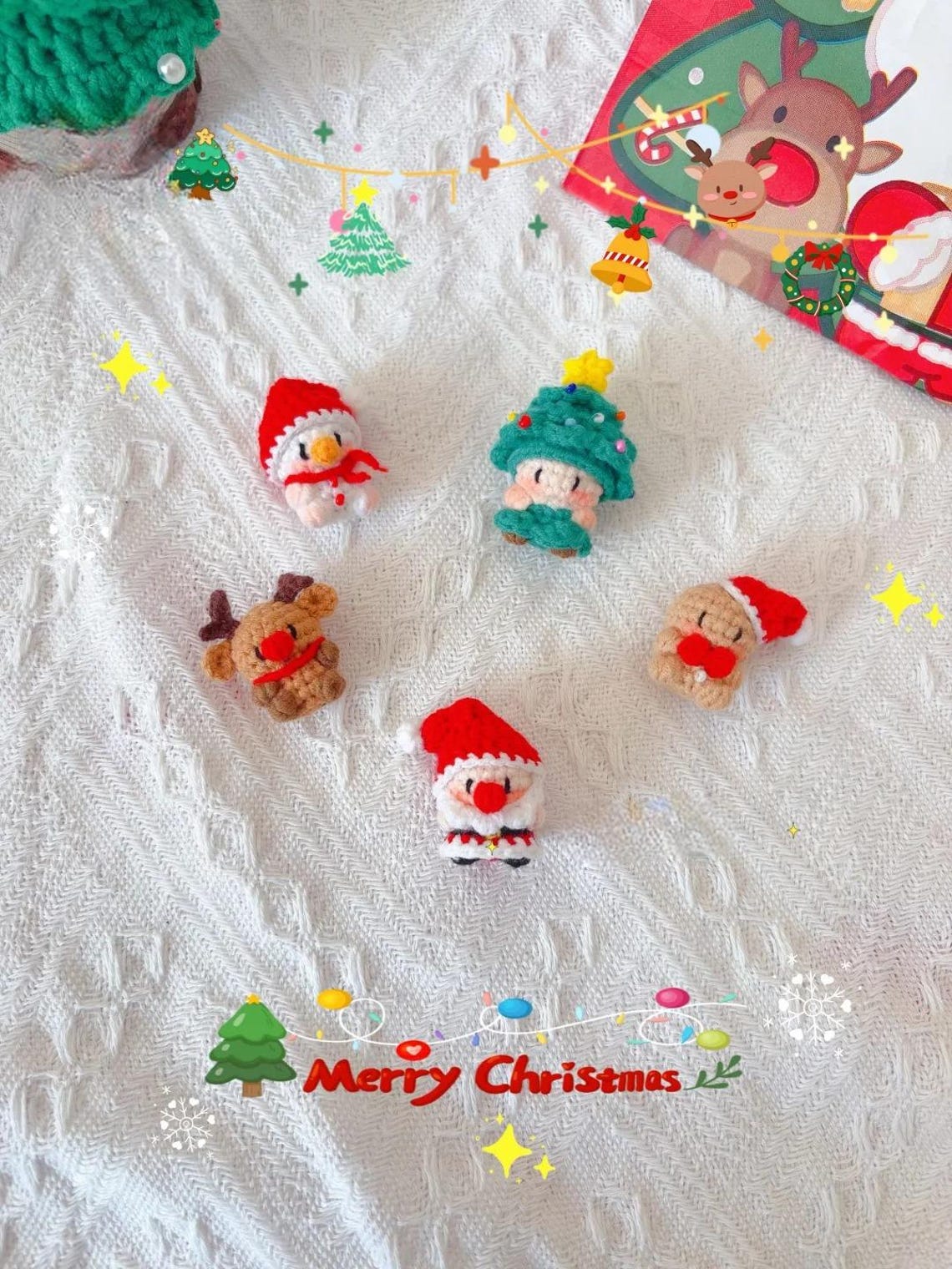 Mini Christmas Crochet PDF Pattern - Bundle 5in1 Mini Xmas Keychain ...