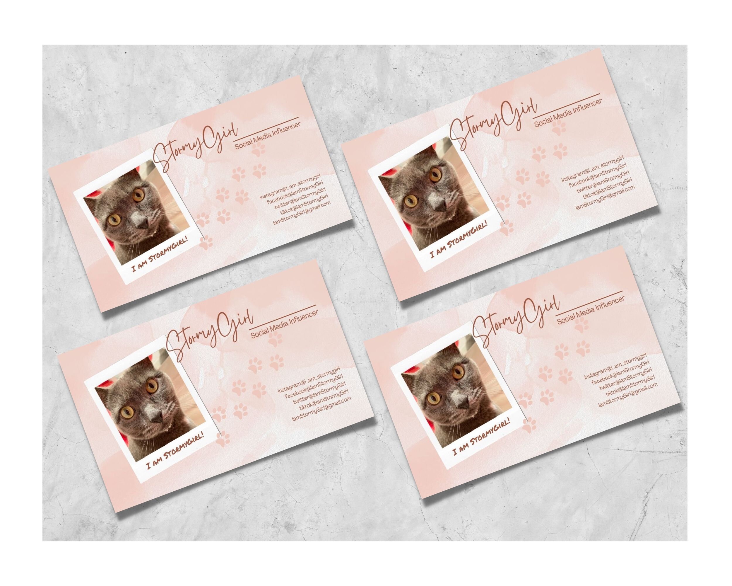 Cat/pet Influencer - 1 Sided Business Card Template - Editable Canva ...