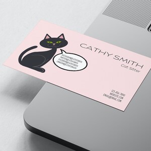 Business Card Template - Editable Canva Business Card Design - Cat ...