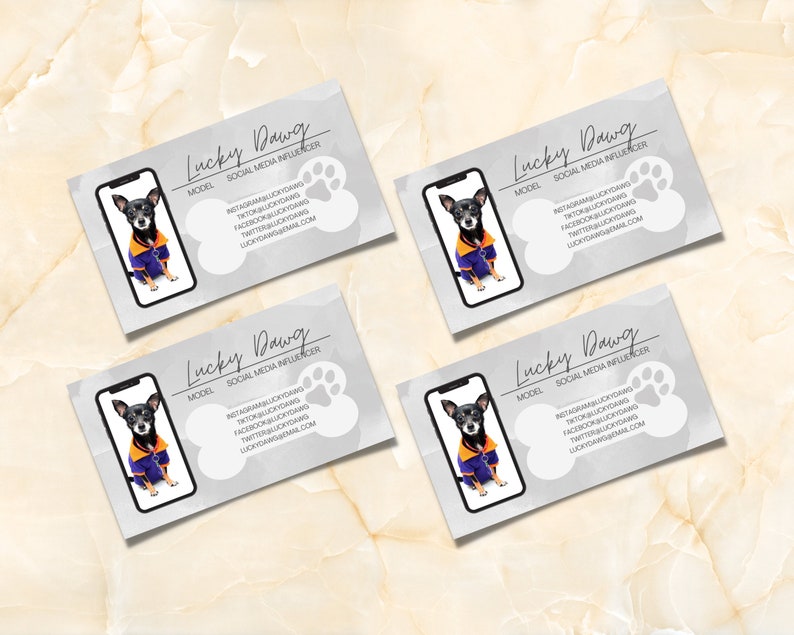 Dog/pet Influencer - 1 Sided Business Card Template - Editable Canva ...