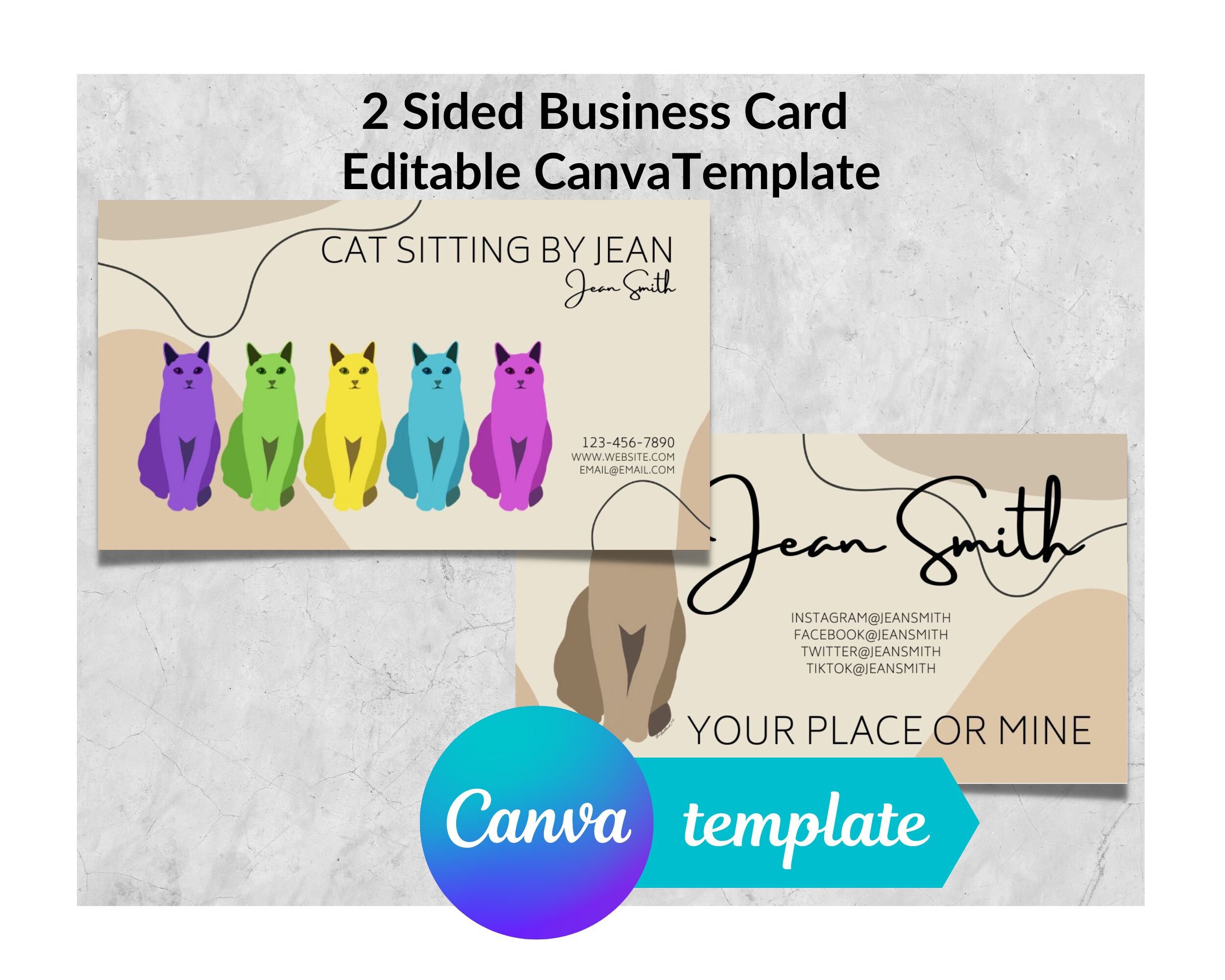 2 Sided Business Card Template - Editable Canva Business Card Design ...