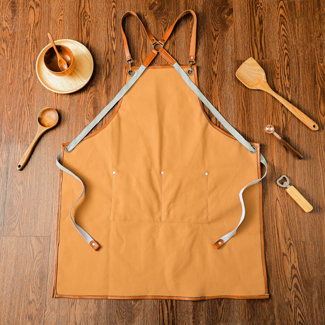 Personalized Bar Apron, PU Leather Workshop Apron With Pockets, Custom ...