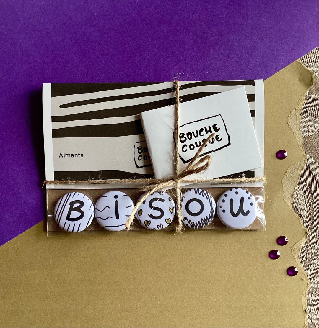 Magnets, Bisou, Bouche Cousue, Gift for All, Gift for Kids, Heart ...