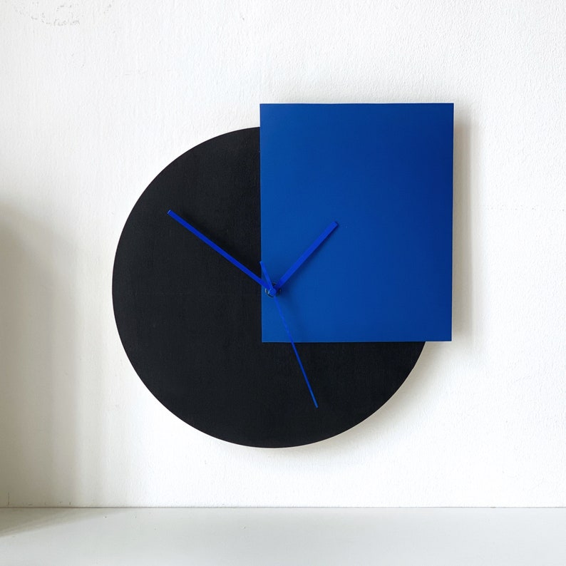 Royal Blue Abstract Wall Clock: Geometric Bauhaus Home Decor - Etsy