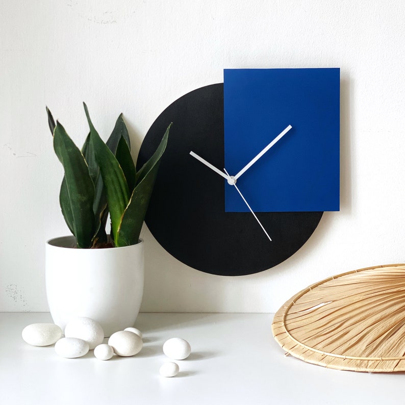 Royal Blue Abstract Wall Clock: Geometric Bauhaus Home Decor - Etsy