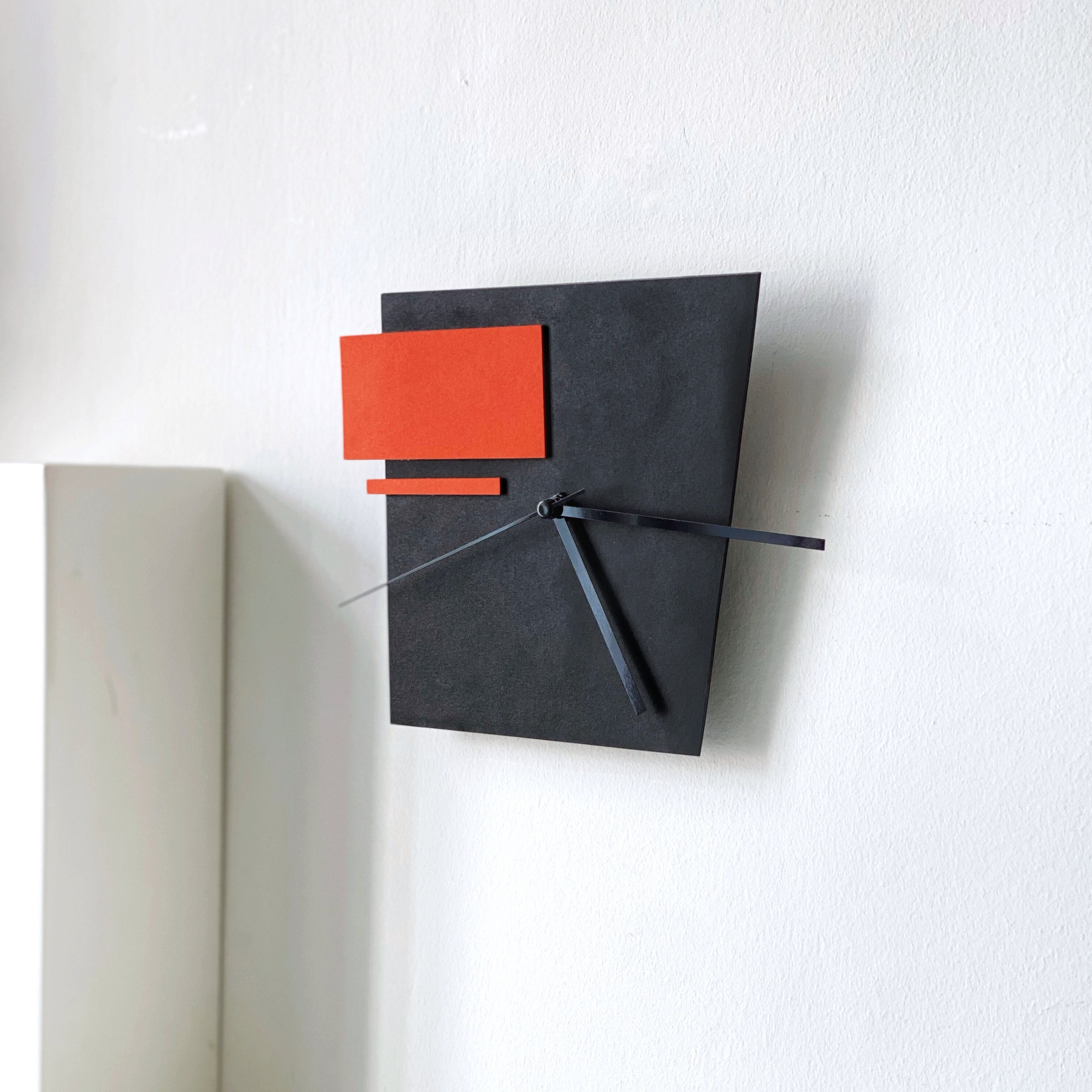 Punk Black and Orange Wall Clock: Handmade Suprematist Art Timepiece - Etsy