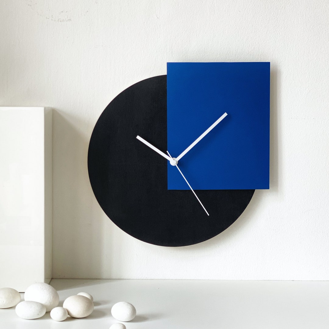 Royal Blue Abstract Wall Clock: Geometric Bauhaus Home Decor - Etsy