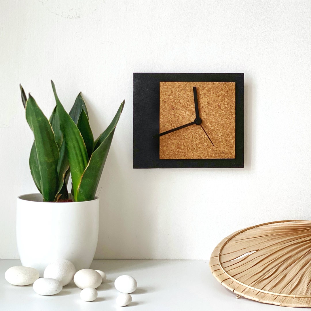 Mid-century Cork Wall Clock: Handmade Geometric Plywood Frame - Etsy