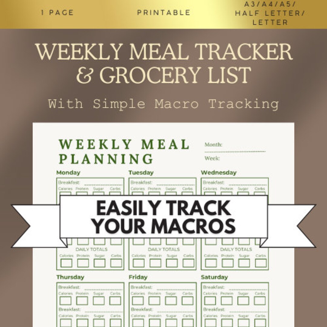 Digital Weekly Meal Planner With Macro Tracking & Grocery List ...