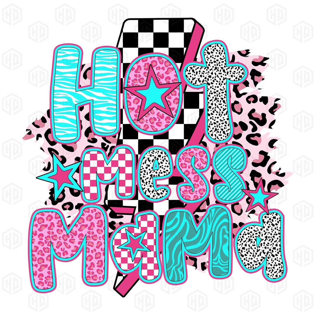 Hot Mess Mama Png, Leopard Mama Png, Pink Mama Png, Retro Mama Png ...