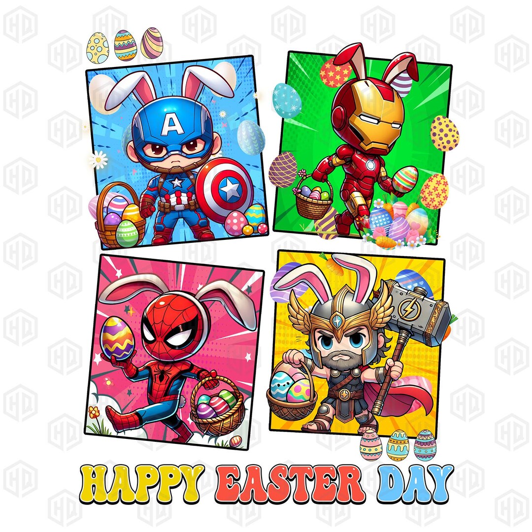 Boys Chibi Superhero Easter Cartoon Png, Cartoon Easter Png, Happy ...