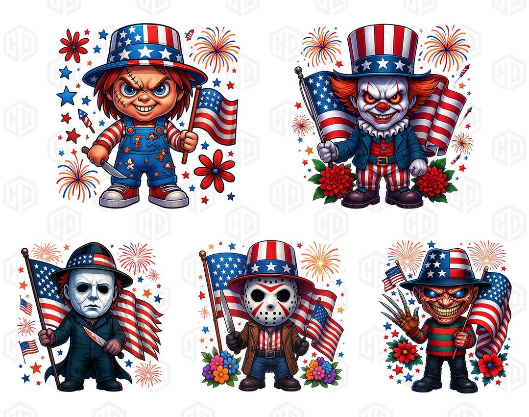 Horror Characters 4th of July Png Bundle, 4th of July Png, American ...
