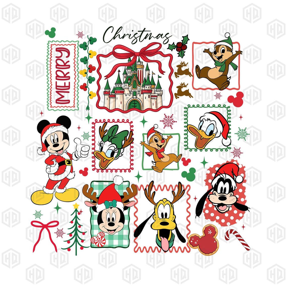 Christmas Mouse and Friends Png, Christmas Mouse Png, Cartoon Christmas ...