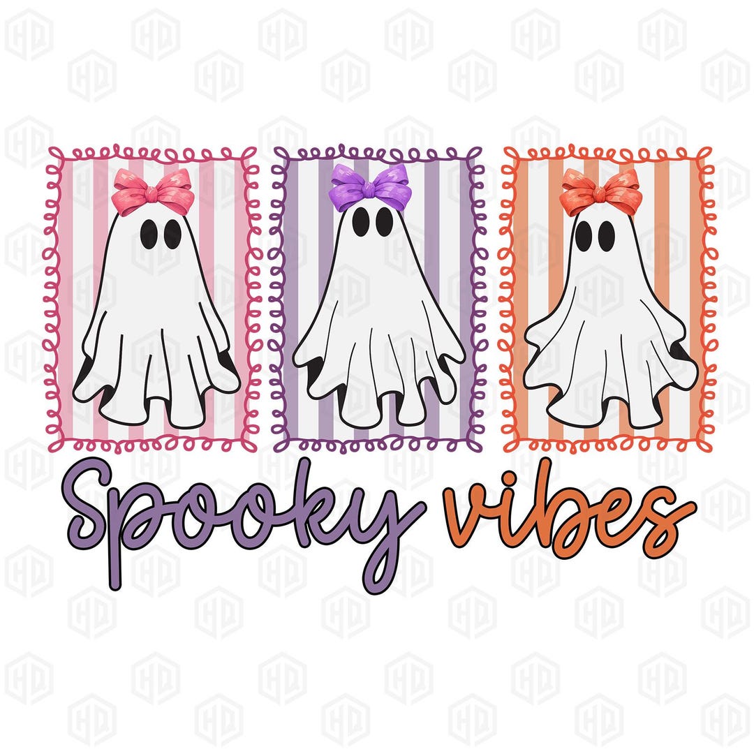 Spooky Vibes Ghost Png, Cute Halloween Coquette Bow Png, Halloween ...