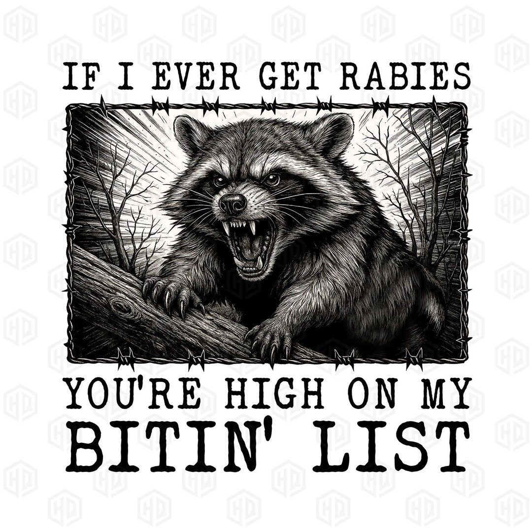 If I Ever Get Rabies You're High on My Bitin' List Png, Funny Raccoon ...