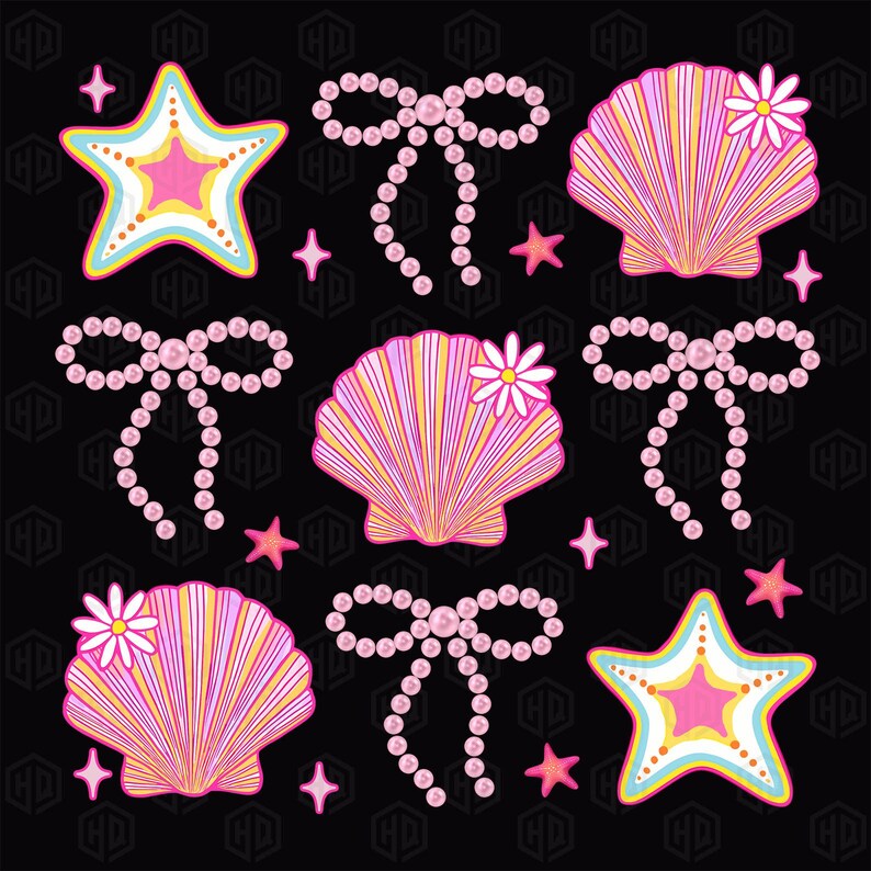 Coquette Seashell Png, Beach Png, Coastal Png, Retro Summer Png, Summer ...
