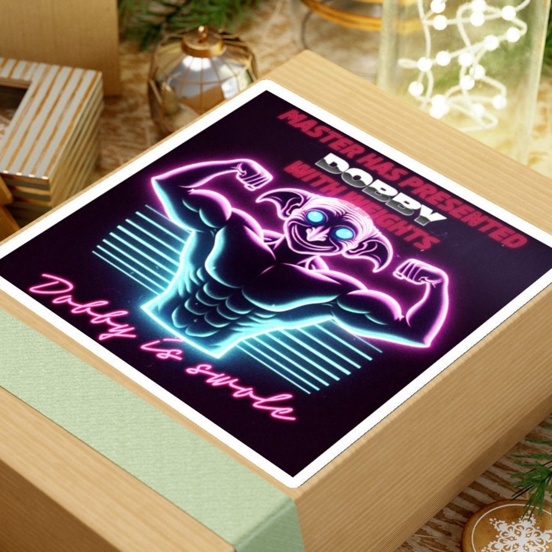 Swole Dobby Gym Sticker Harry Wizard Workout Sign 80s Neon Retro ...