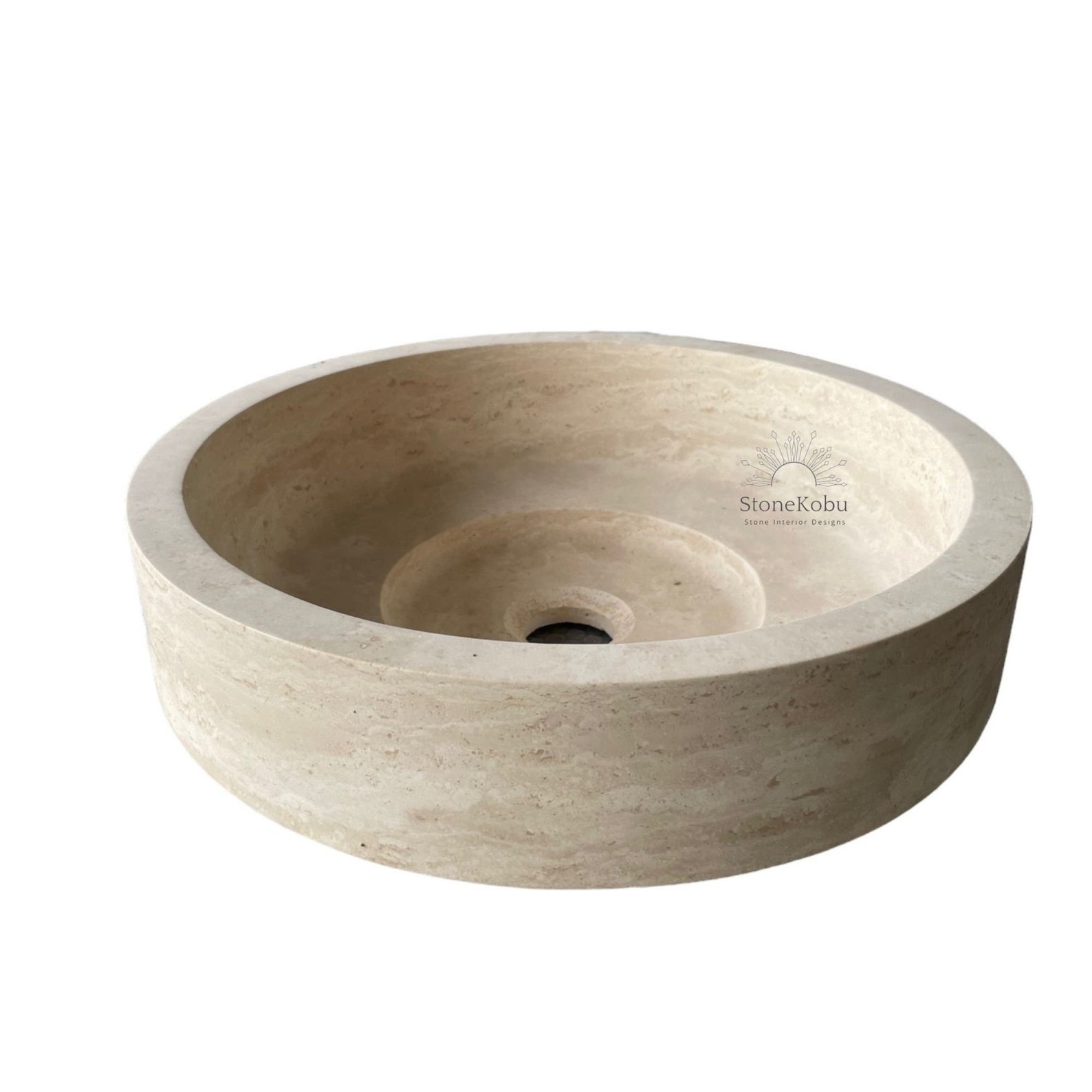 Travertine Bathroom Vessel Sink, Stone Sink, Round Stone Sink - Etsy