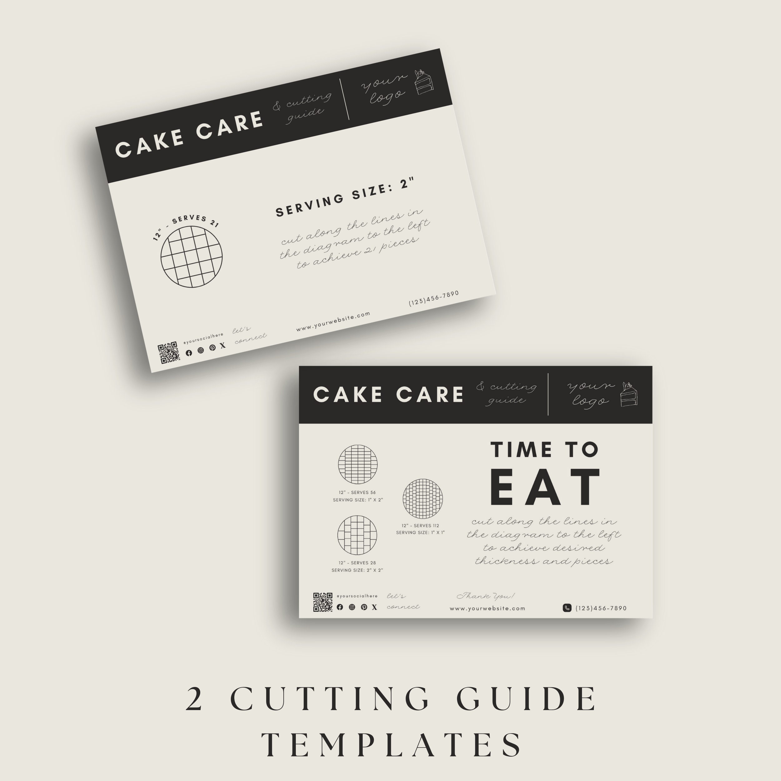 Cake Care Card Editable Template Canva Modern Custom Cake Instruction ...