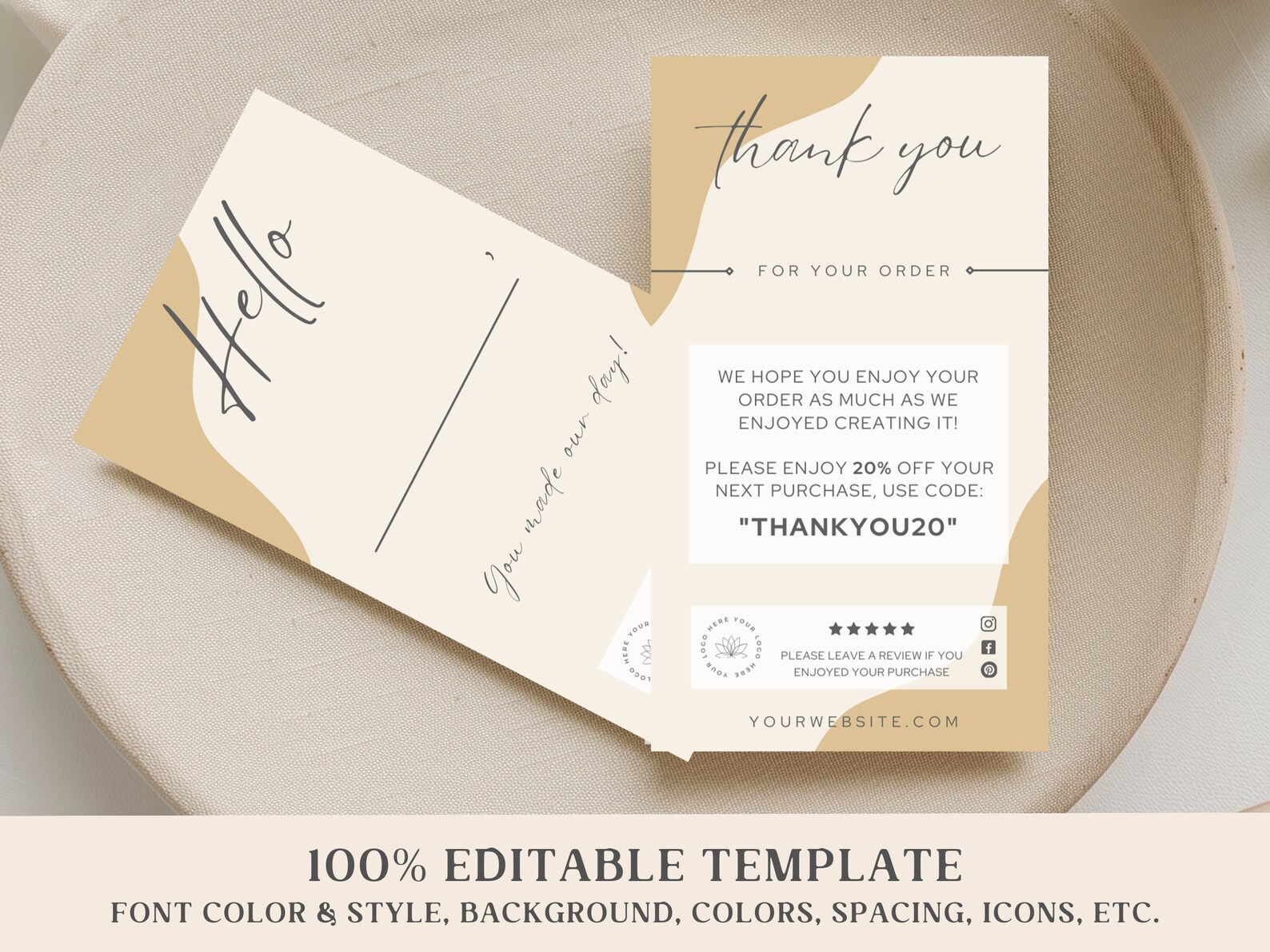Printable Thank You for Your Purchase Card for Small Business Solution ...